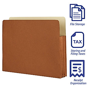 The File King Expanding Accordion File Folder | Letter Size | Box of 10 Redropes | 3.5” Expansion | Store and Organize Papers | Keep Records in One Place | Save Time Searching