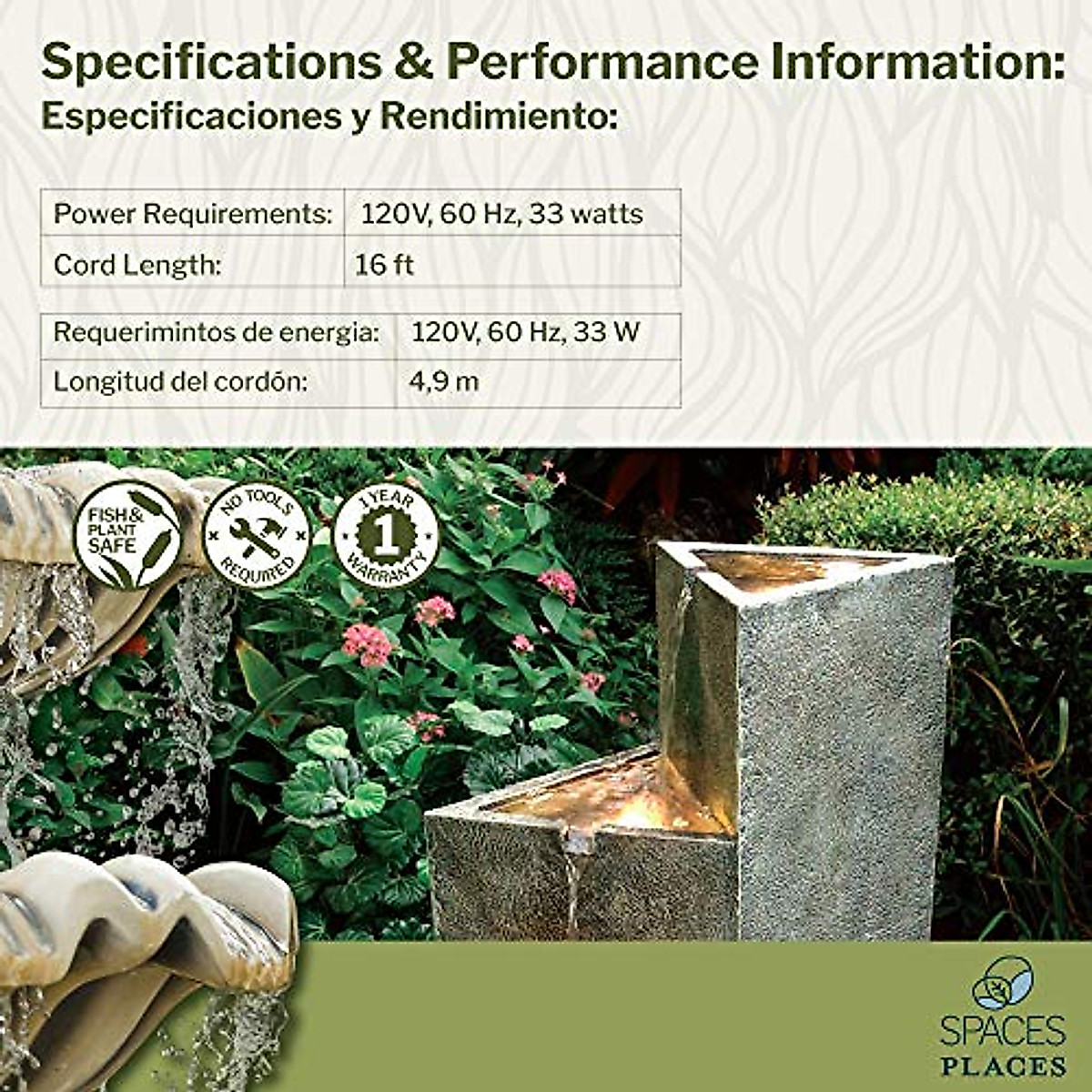 Spaces Places M430AS 430 GPH Auto Shut Pump for Indoor/Outdoor Waterfalls, Gardens, Koi Ponds, and Other Water Features, Black