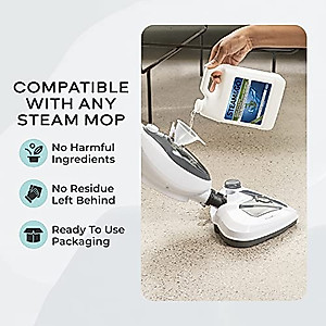 Steam & Go - Demineralized Water for Steam Cleaner, PVC-Free Floor Cleaner Liquid Compatible With Any Mop Steamer, Ready-to-Use Multisurface Cleaner, Scented Mop Solution, Eucalyptus Mint, 32 oz
