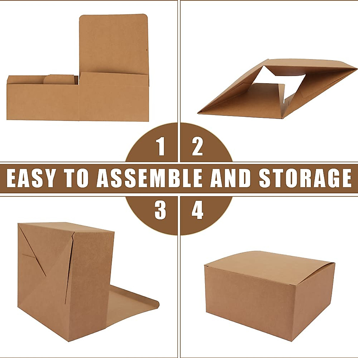 Starrky Kraft Paper Gift Boxes, 12PCS Kraft Paper Present Packaging Boxes 8 x 8 x 4 Inches Kraft Cardboard Gift Boxes for Valentine's Day Christmas Bridesmaid Proposal Birthdays Weddings Crafting