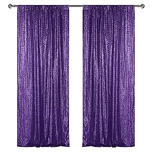 Sugargirl Purple Sequin Backdrop Curtain 2 Panels 2FTx8FT Glitter Purple Background Drapes Sparkle Photography Backdrop for Party Wedding Birthday Wall Decoration