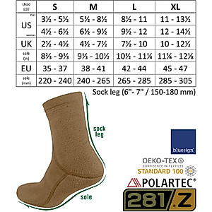 281Z Hiking Warm 6 inch Boot Liner Socks - Military Tactical Outdoor Sport - Polartec Fleece Winter Socks (Small, Coyote Brown)