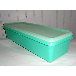 Tupperware Vintage Jadite Green Produce Thin-stor Celery Storage with Frosted Seal #892 Vegetable Crisper Keeper