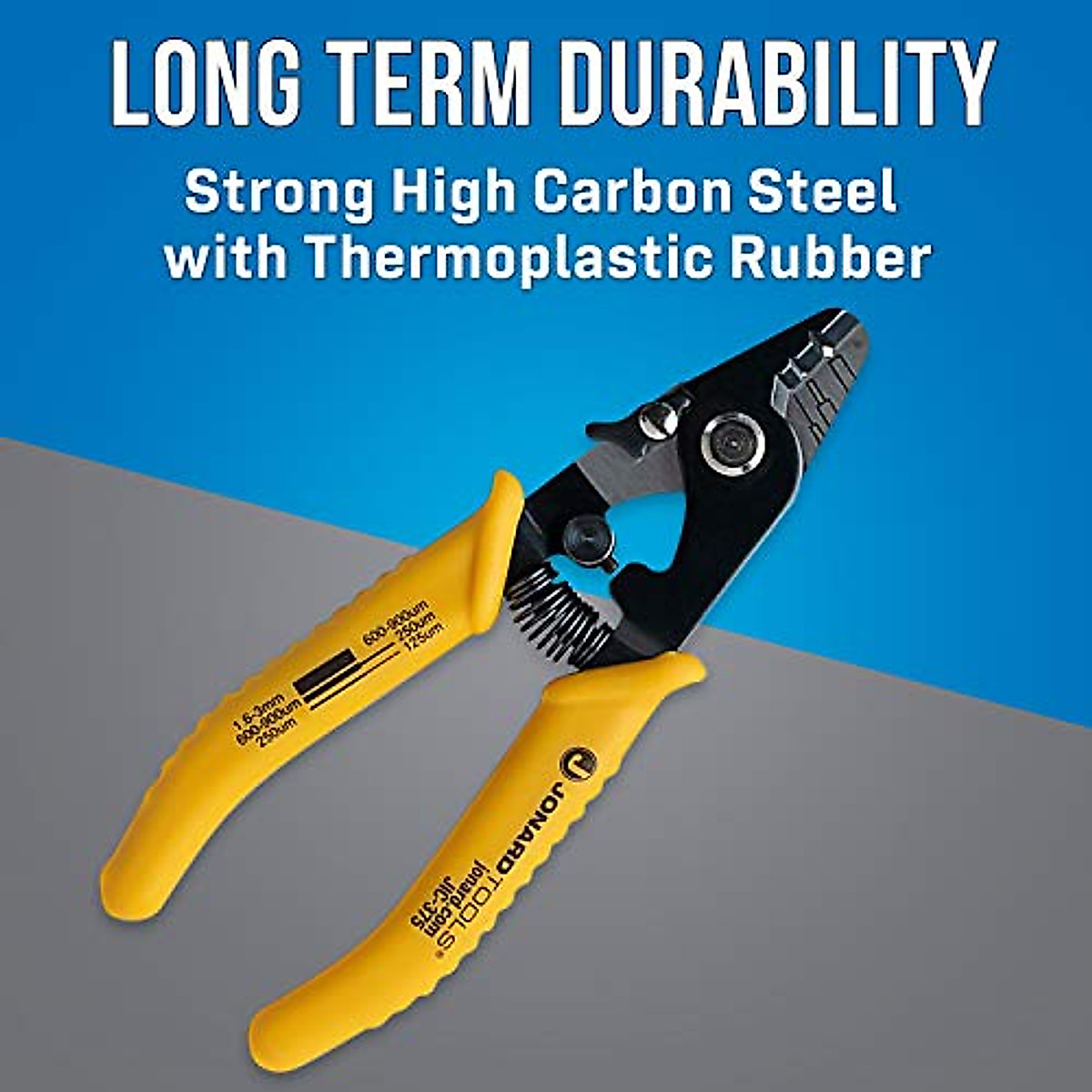 Jonard Tools JIC-375 Three Hole Fiber Optic Stripper with TPR Handle, 6" Length, Оne Расk