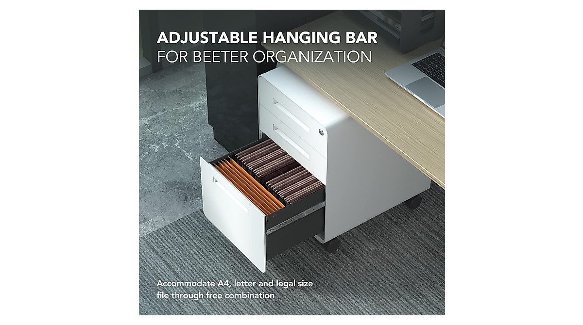 FLEXISPOT Metal File Cabinet for Under Desk Storage - Modern & Secure