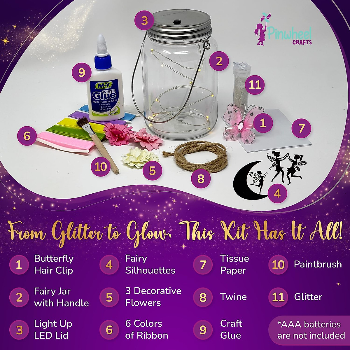 Arts and Crafts for Kids Ages 8-12: Fairy Jar Kit – Make Your Own Fairy Lantern Night Light – Birthday Gift for Girls - Crafts for Girls