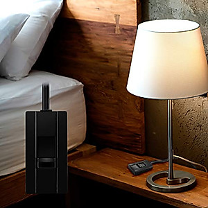 TOPGREENER Table-Top Plug in Dimmer for Table or Floor Lamps, Slide Control, Works with 360 Watt Incandescent/Halogen and 150 Watt Dimmable CFL/LED, Off at lowest dim, 6ft Cord, TGTTDL300-BK, Black