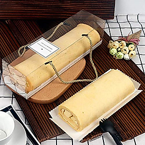 Set of 30 Rectangular portable pastry packaging box/Clear mousse Cake Box Swiss Roll Container/Sandwich Muffin Cheese Pastry Dessert Sushi Fruits Display Food Storage Holder (Gold,7.3"x2.6"x2.6")