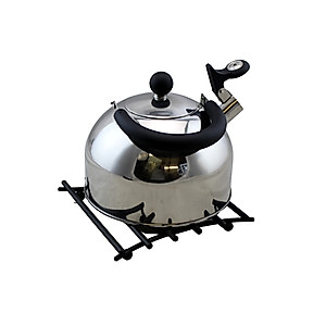 Dependable Industries Modern Sleek Euro Square Heavy Weight Steel Black Decorative Design Kitchen Trivet Protect Tables and Countertops from Hot Pots Trays and Pans