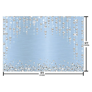 SENDY 7x5ft Light Blue Diamonds Party Backdrop for Photography Birthday Party Decorations Wedding Bridal Shower Engagement Ceremony Banner Glitter Shiny Diamonds Background Photo Booth Studio Props