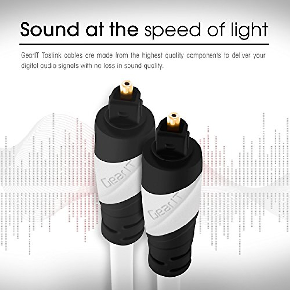 Toslink Digital Optical Audio Cable, GearIT Pro Series TOSLINK Digital Optical Audio Cable 15 Feet for HDTV, PS3, Tivo, Sound Bar, Stereo Receiver and Home Theater System - White