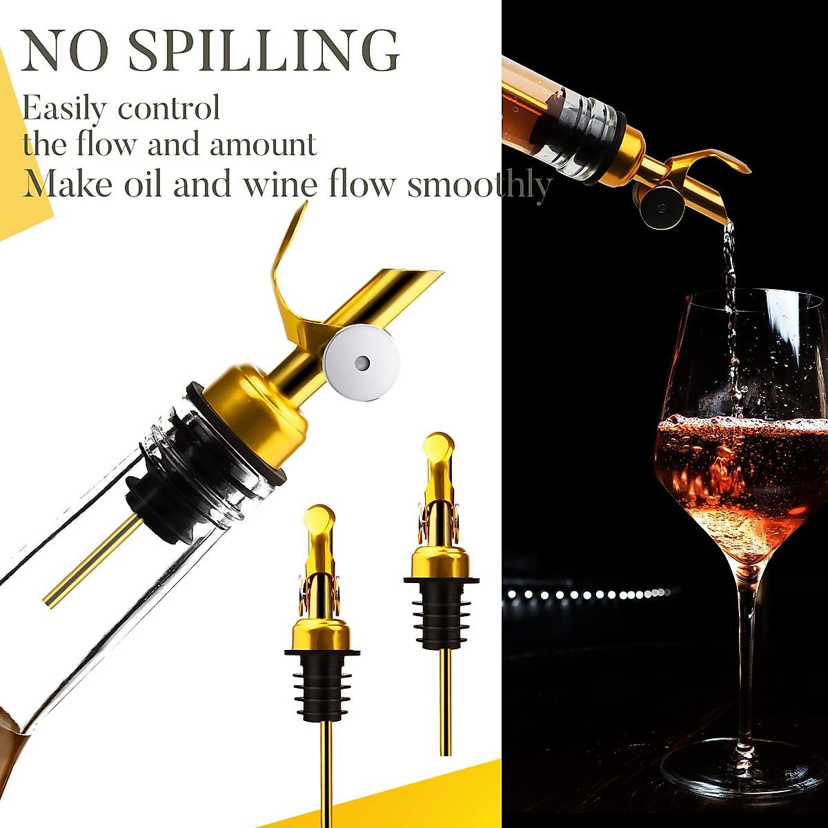 Blavvennt 2 Pack Pour Spouts Weighted Stainless Steel Liquor Bottle Pourers Liquor Pour Spout, Bottle Pourers for Alcohol, Liquor, Oil, Wine, Vinegar Bottles