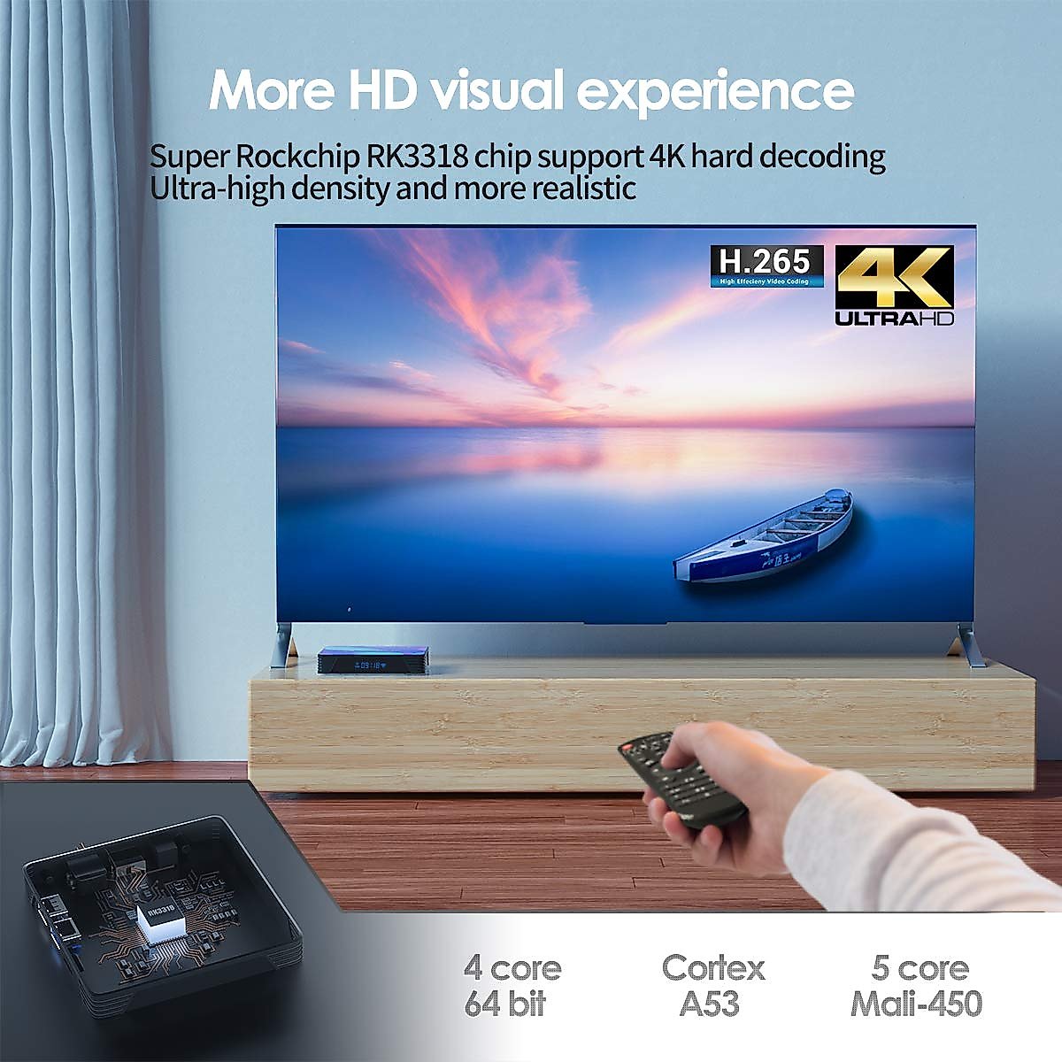 Android 11.0 TV Box, X10 Smart Box with Backlit Wireless Mini Keyboard, 4GB RAM 32GB ROM RK3318 Quad-Core 64bit Cortex-A53 Support 2.4GHz/ 5GHz WiFi 4K UHD Bluetooth 4.0