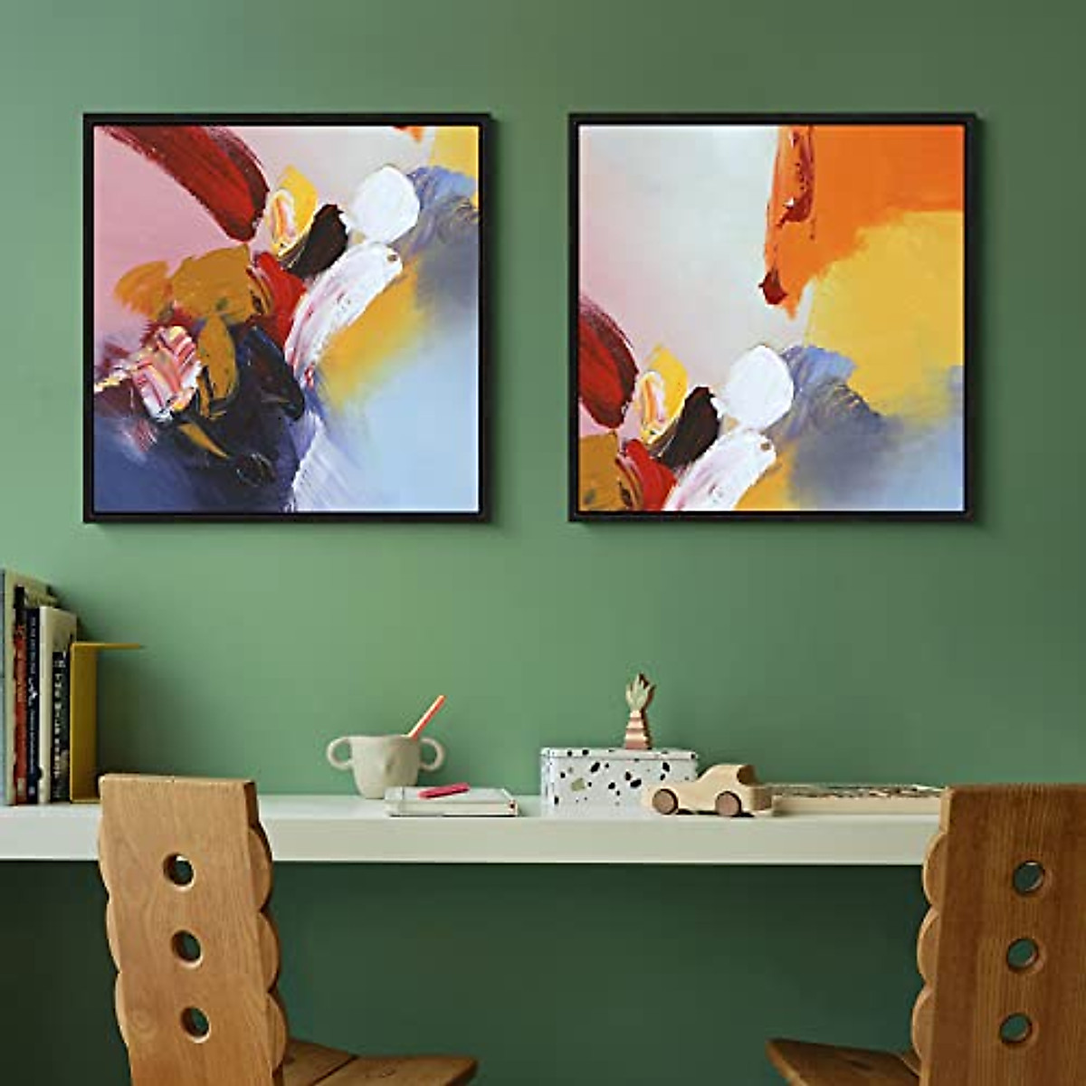 FOLKOR 12x12 Frame for Canvas Painting 0.6-0.8” Deep, 2 Pack Square Floater Frame for Canvas Prints, Floating frame for Wall Art Oil Painting Paint by Numbers Living Room Decor (Black)