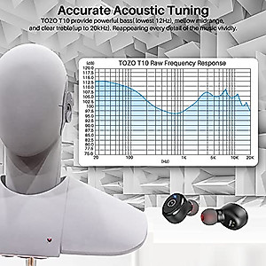 TOZO T10 Bluetooth 5.3 Wireless Earbuds with Wireless Charging Case IPX8 Waterproof Stereo Headphones in Ear Built in Mic Headset Premium Sound with Deep Bass for Sport Black (2022 Upgraded)