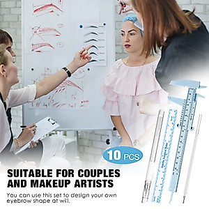 Ctosree 10 Pcs Eyebrow Tools 2 Pcs Eyebrow Measuring Ruler 4 Pcs Microblading White Marker Pen with Replacement Refills 4 Paper Ruler Brow Mapping Skin Mark for Eyebrow Permanent Makeup Position Tools
