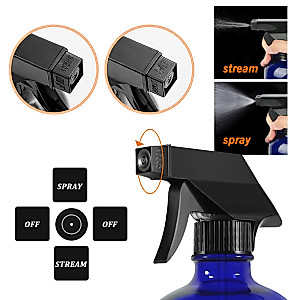 MASSUGAR Glass Spray Bottles Set - Refillable Blue Bottle Mixing Kits is Great for Essential Oils - Fine Mist 16 oz 2 Pack, 2 oz 4 Pack, 10 ml 2 Pack and 10 ml Roller Bottles 4 Pack