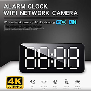Jukllezan Hidden Camera Clock WiFi Spy Camera 4K Wireless Secret Nanny Cam with Night Vision Motion Detection Small Surveillance Security Cams Security Camera with Video Indoor