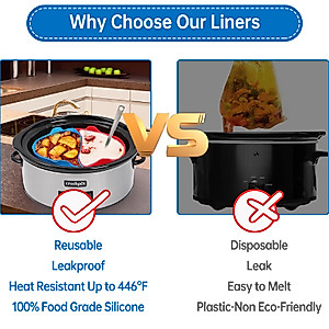 Silicone Slow Cooker Liner Reusable, Slow Cooker Liners Silicone for 6 Quart Crock Pot, Quite Divider Insert, BPA Free and Dishwasher Safe Inserts for 6 QT Crock Pots