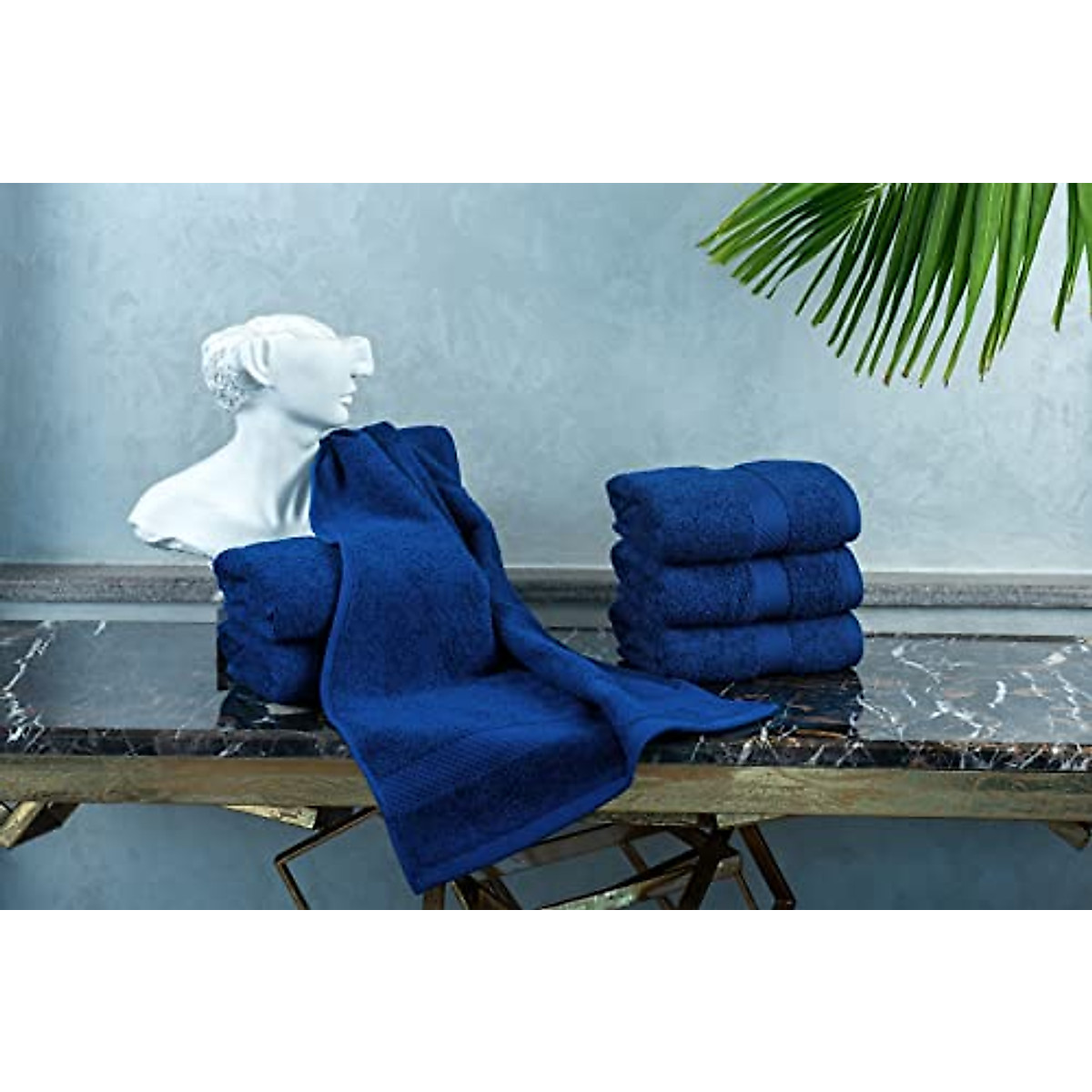 AKTI Premium Hand Towels for Bathroom,16x30 inches, 550 GSM, 6 Piece Set Cotton Towel, Soft & Fluffy, Extra Absorbent, Quick Dry Towels for Body – Navy Hand Towels for Daily Use