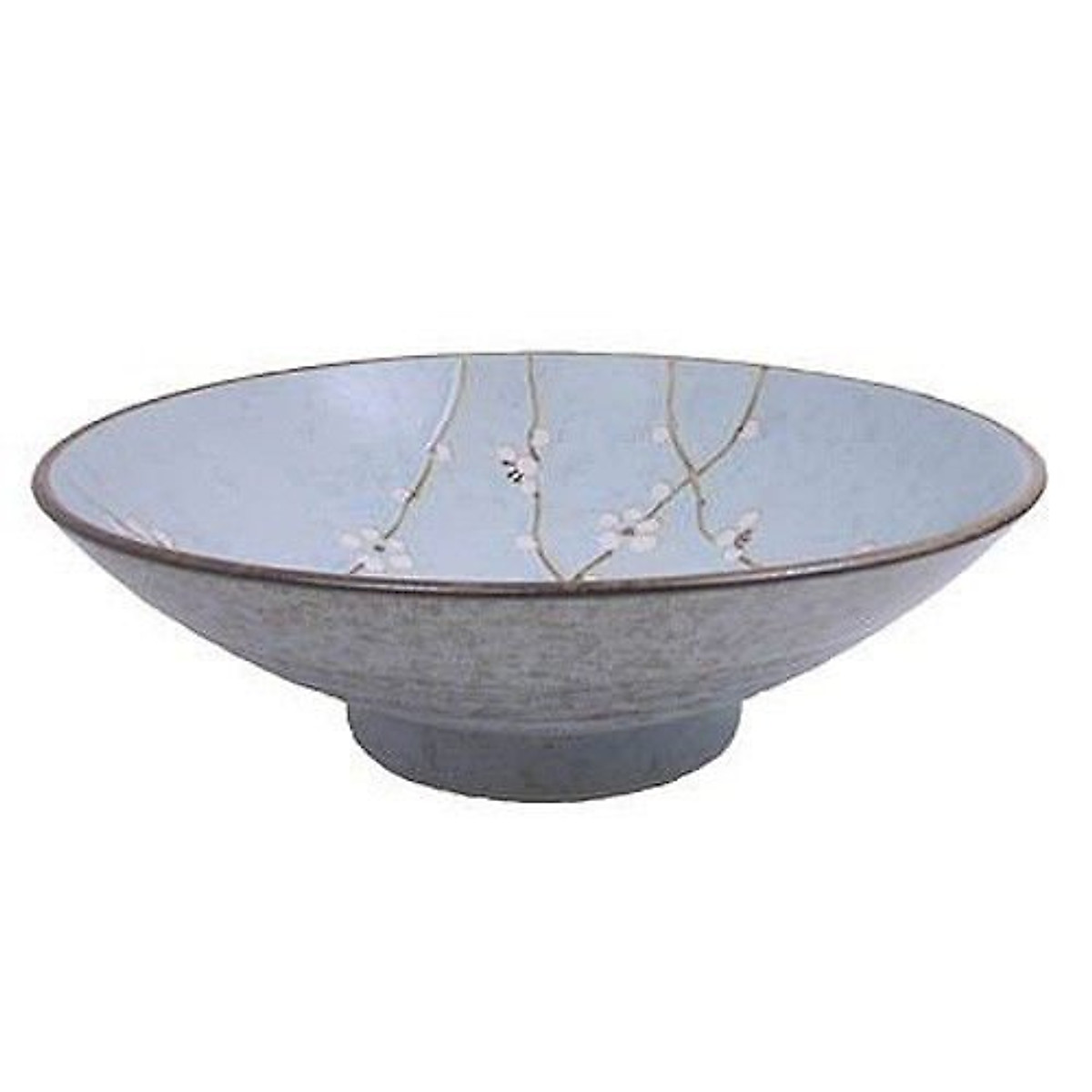 Japanese Dinnerware 9.75" Diameter Porcelain Grey Plum Cherry Blossom Rice Soup Ramen Bowl