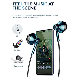 Linklike Wired Earbuds with Microphone Extra Bass Quad Dynamic Drivers Hi-Res Earbuds Wired Noise Isolating Lightweight Earphones with Volume Control 3.5mm Jack in-Ear Headphones(Midnight Green)