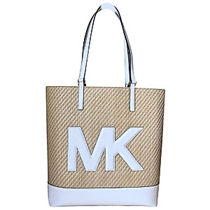 MICHAEL Michael Kors Straw Python Capsule Kelli Large Dbl NS Tote Optic White