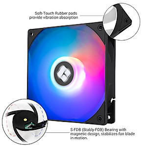 Thermalright TL-C12RB-S V2 CPU Fan Case Cooler PWM Fan, 4pin PWM Connector Computer Fan with ARGB Aperture, 1500RPM Speed PC Cooling Reverse Fan(120mm,Black)