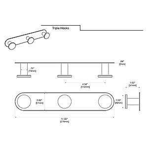 Gatco 1286 Modern Glamour Triple Hook In Satin Nickel