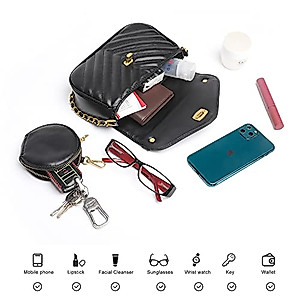 Montana West Quilted Small Crossbody Bags for Women Trendy Designer Shoulder Purses and Handbags with Coin Purse, 2PCS Set (Black)