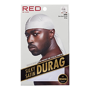 RED by KISS Silky Satin Durag Premium Smooth Silky Durag for Men & Women 360 Waves Headwraps (White)