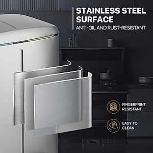 MoNiBloom 2-Compartment Step Trash Can with Soft-Close Lid for Kitchen Bathroom Bedroom Living Room Home Office Dorm Fingerprint-Proof Foot Pedal Garbage Bin Removable Bucket Stainless Steel 40-Liter