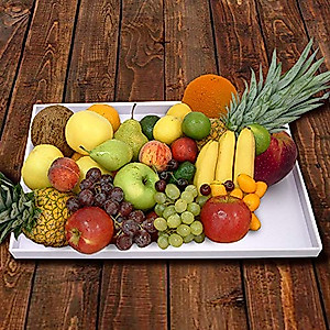 Black and White Plastic Tray Set 14 x 9.6 in, Large Vanity Organizer Bathroom Counter Tray, Kitchen Tray for Counter, Multi-Purpose Utility Trays (Pack of 2)