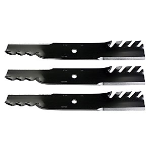 USA Mower Blades (3 CMB022BP Toothed High Lift Replacement Blade Fits Scag Husqvarna Toro 48108 481707 481711 Length 18in. Width 2 1/2in. Thickness .240in. Center Hole 5/8in. 36 52 54in. Deck