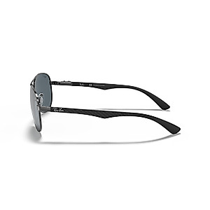 Ray-Ban Men's RB8313 Carbon Fiber Aviator Sunglasses, Gunmetal/Polarized Blue Mirrored Silver, 58 mm