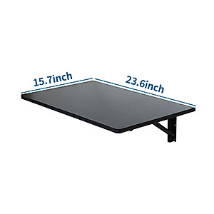 Zytty Folding Wall Desk, Wall Desk Fold Down Wall Mounted Desk for Small Space, Floating Desk (Black, Medium)