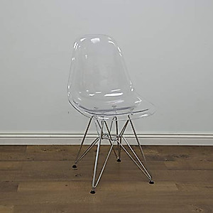 Ergo Furnishings Modern Eiffel Tower Dining Side Set of 4 Chair, Transparent