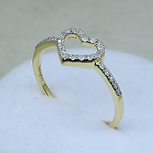 Dazzlingrock Collection 0.18 Carat (Cttw) 10K Round Diamond Women Heart Engagement Ring, Yellow Gold, Size 8.5