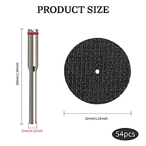 50Pcs Cutting Discs Rotary Tool Cut Off Wheels 1-1/4'' Reinforced Fiberglass Cut Off Wheel Cutting Wheel Discs with 4Pcs Mandrels, Rotary Tool Accessories for Cutting Metal, Wood, Stone