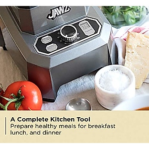 JAWZ High Performance Blender, 64 Oz Professional Grade Countertop Blender, Food Processor, Juicer, Smoothie or Nut Butter Maker, Variable 10 Speed Easy Control Dial, Stainless Steel Blades, Silver