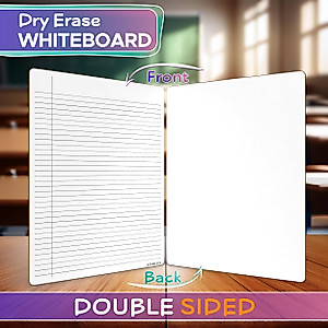 Scribbledo Dry Erase Notebook College Ruled Lined Board 9"x12" Reusable Lined Erasable Ruled Writing Note Pad Lapboard, Blank Whiteboard on Reverse