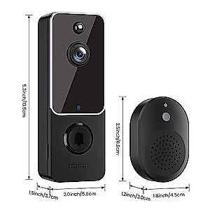 FISHBOT Doorbell Camera Wireless with Ring Chime, AI Human Detection, 1080p HD Video, Cloud Storage, Night Vision, Battery Powered, Real-Time Alert, Indoor/Outdoor Surveillance