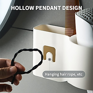 SooGree Hair Dryer Holder - White Hair Tool Organizer Bathroom Blow Dryer Holder Wall Mounted Hot Tool Holder for Curling Iron Hair Straightener Hair Styling Tools Storage Small Punching Free