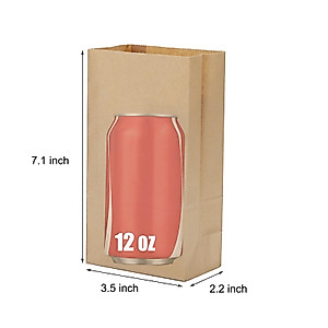 LOOKSGO 50 Pcs 3.5 * 2.2 * 7.1 Inches Brown Paper Bags Kraft Bags Party Favor Gift Wrapping Bags Bulk