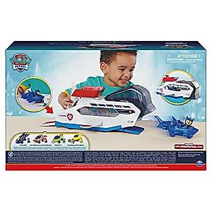 Paw Patrol Aqua Pups Whale Patroller Team Vehicle with Chase Action Figure, Toy Car and Vehicle Launcher, Kids Toys for Ages 3 and up