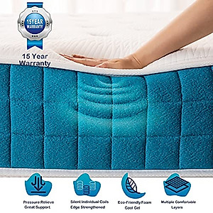Askme King Mattress 10 Inch Hybrid Mattress Bed in a Box,Medium Firm Cooling Gel Memory Foam Mattress with Individually Wrapped Pocket Coils for Motion Isolation and Pressure Relief, CertiPUR-US