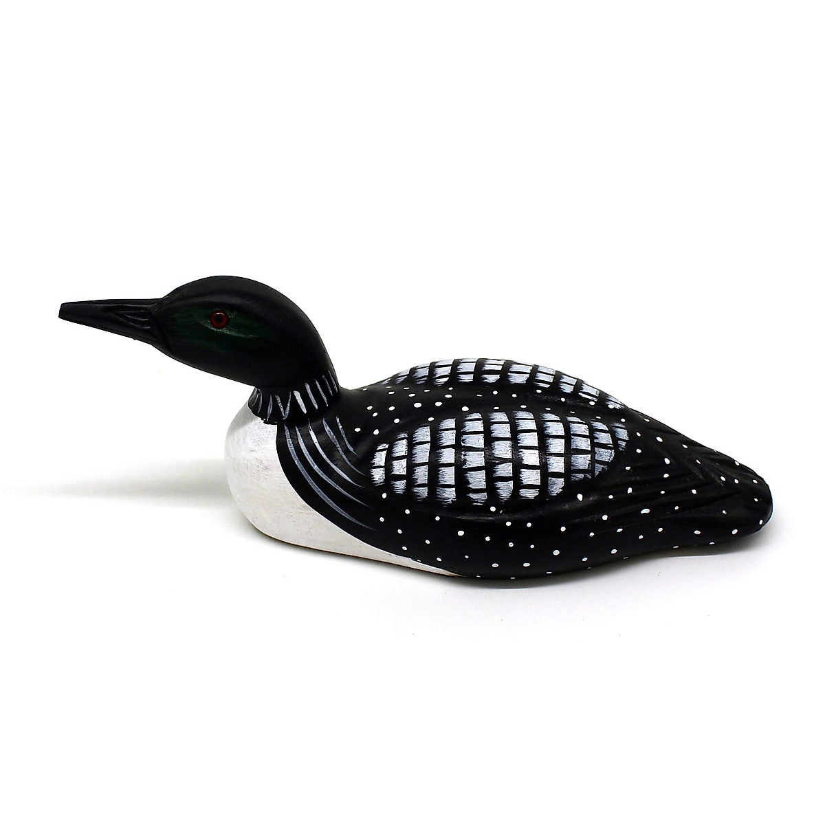 CVHOMEDECO. Primitives Hand Engraving and Painted Wood Loons Rustic Figurine Decorative Accent, Set of 2