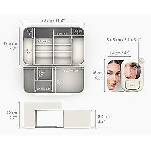 Joseph Joseph 75005 Viva Makeup Cosmetic Storage Organizer with Drawer, Large with Mirror, Shell, Cream
