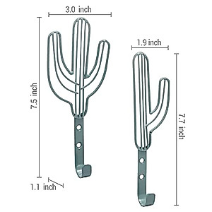 MyGift Wall Mounted Green Metal Coat Hooks with Cute Cactus Shaped Design, Decorative Hooks for Hanging Hat, Coat, Towel, Leash, Laynard, Set of 6