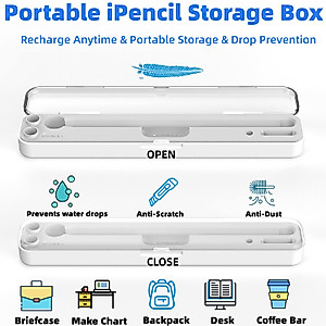 BRIMFORD 2 in 1 Charging Case Compatible with Apple Pencil 2nd & 1st, Magnetic Wireless Charger Dock for Apple Pencil with Adapter Storage Slots, Protective Case for iPad Pencil (Without Battery)